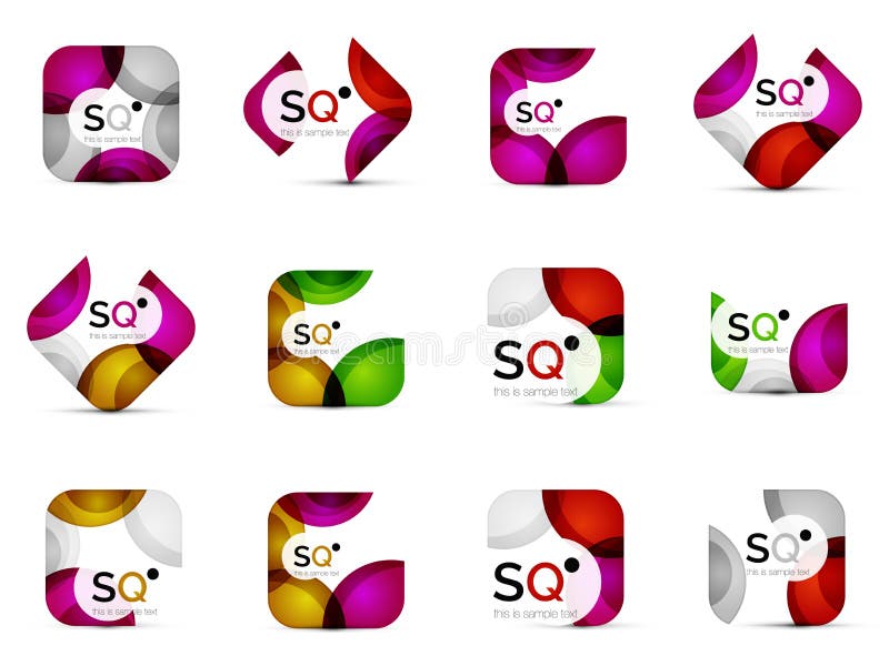 Set of Vector Abstract Square Business Emblems Stock Vector ...