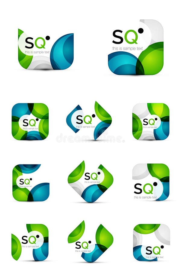 Set of Vector Abstract Square Business Emblems Stock Vector ...