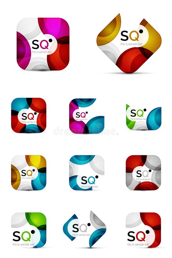 Set of Vector Abstract Square Business Emblems Stock Vector ...