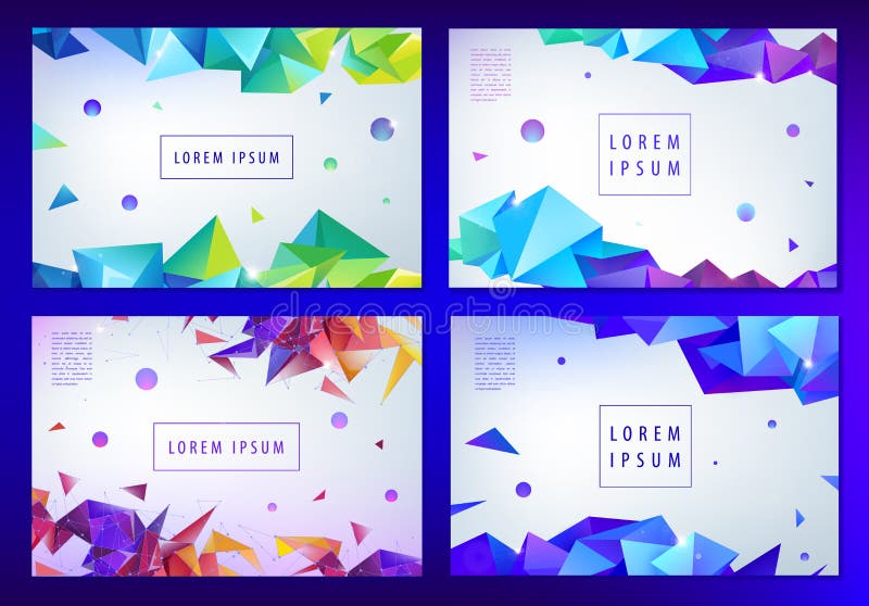 Set of Vector Abstract Triangular Banners, Geometric Posters, Covers ...