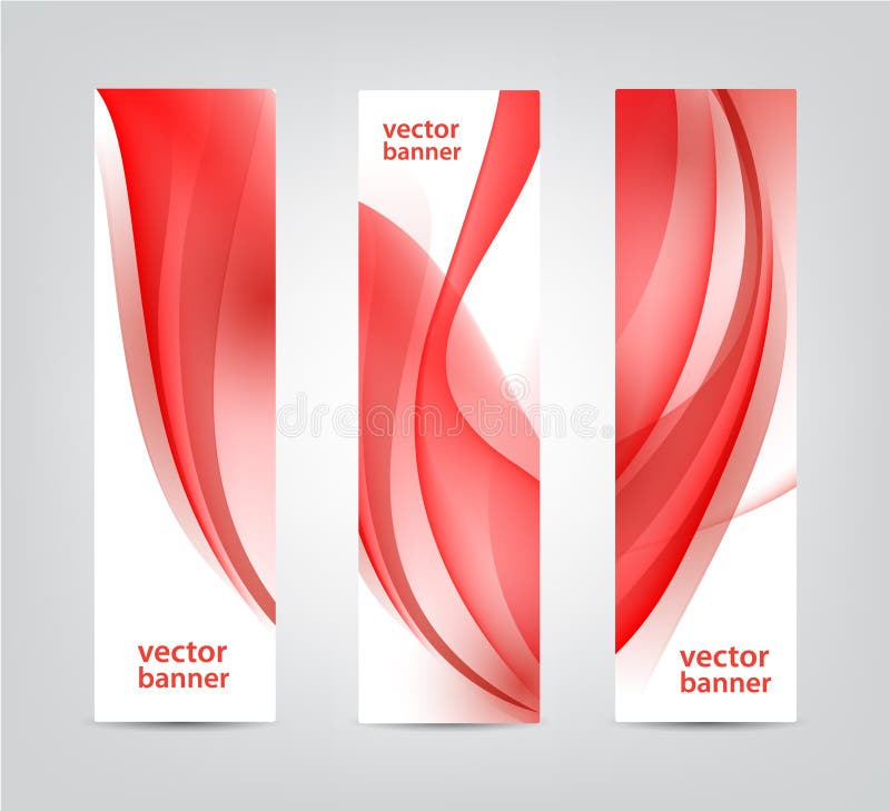 Set of Vector Abstract Wavy Red Banners, Vertical. Stock Vector ...