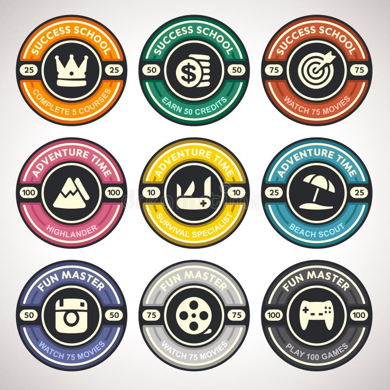 Achievement Badges stock vector. Illustration of icon - 34908461
