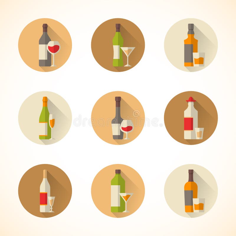 Set of Vector Alcohol Icons in a Flat Design Style Stock Vector ...