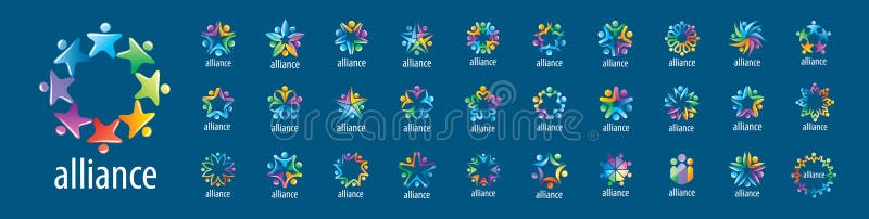 A Set of Vector Alliance Logos on a Blue Background Stock Vector ...