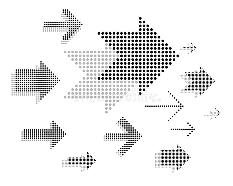 Set of Vector Arrow Icons. Dotted Halftone Graphic Effect Stock Vector ...