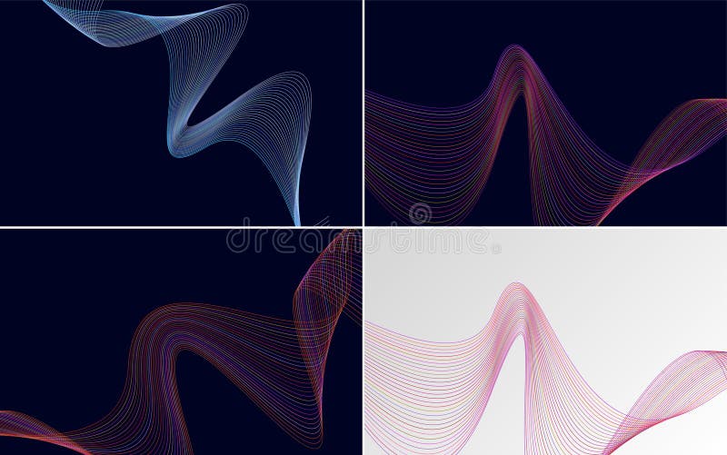 Set of 4 Vector Backgrounds Featuring Geometric Wave Patterns Stock ...