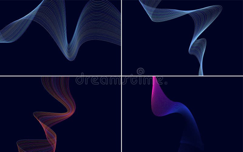Set of 4 Vector Backgrounds Featuring Geometric Wave Patterns Stock ...