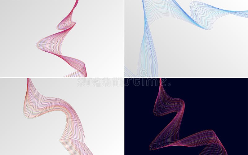 Set of 4 Vector Backgrounds Featuring Geometric Wave Patterns Stock ...