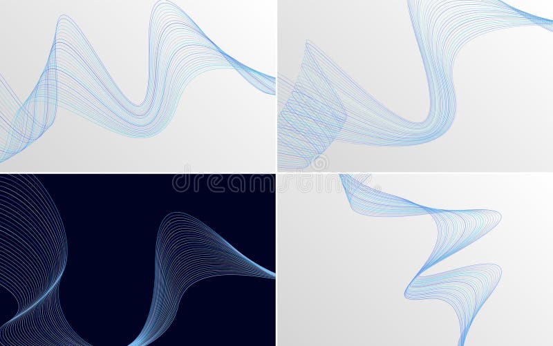 Set of 4 Vector Backgrounds Featuring Geometric Wave Patterns Stock ...