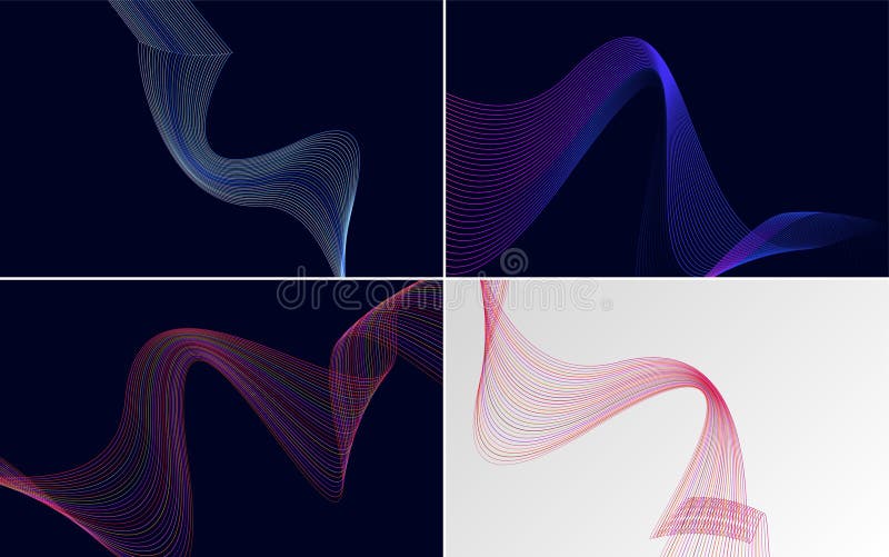 Set of 4 Vector Backgrounds Featuring Geometric Wave Patterns Stock ...