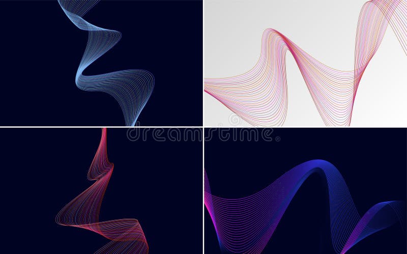 Set of 4 Vector Backgrounds Featuring Geometric Wave Patterns Stock ...