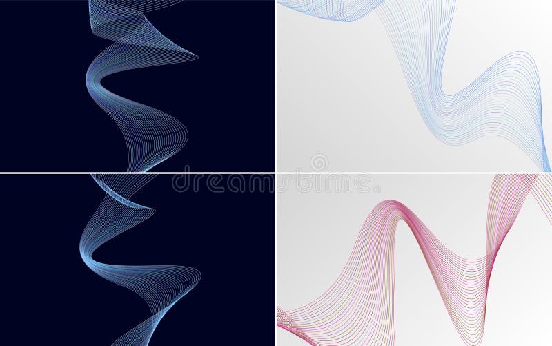 Set of 4 Vector Backgrounds Featuring Geometric Wave Patterns Stock ...