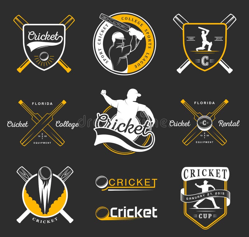 Set of Vector Badges Cricket Stock Illustration - Illustration of ...