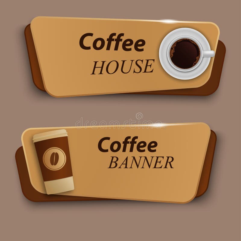 Set of Vector Banners with Coffee Stock Vector - Illustration of brown ...