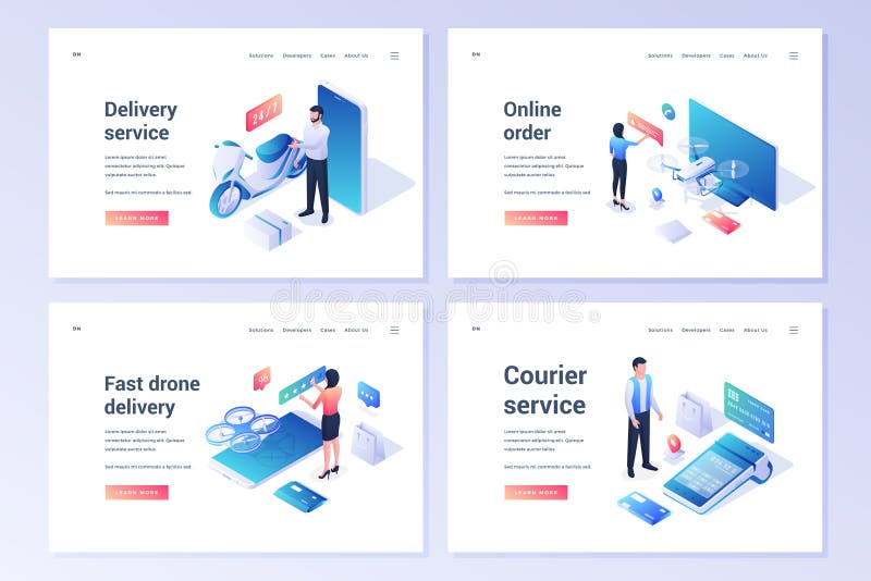 Set of Vector Banners for Delivery Services Stock Illustration ...