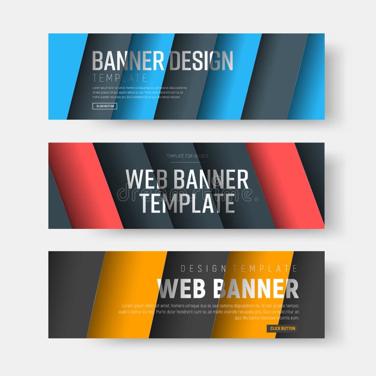Set of Vector Banners with Diagonal Colored Lines with Shadow Stock ...
