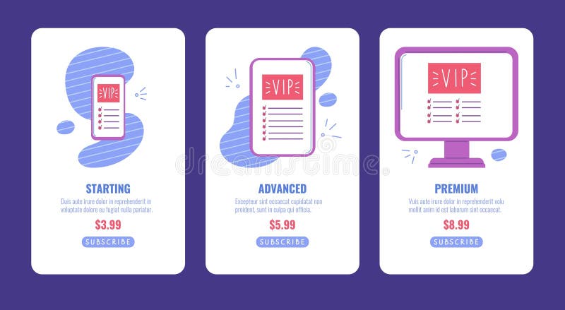Set of Vector Banners with Illustrations of Subscribe Vip Plan ...