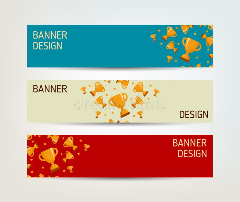 Set of Vector Banners with Winners Cup Stock Vector - Illustration of ...