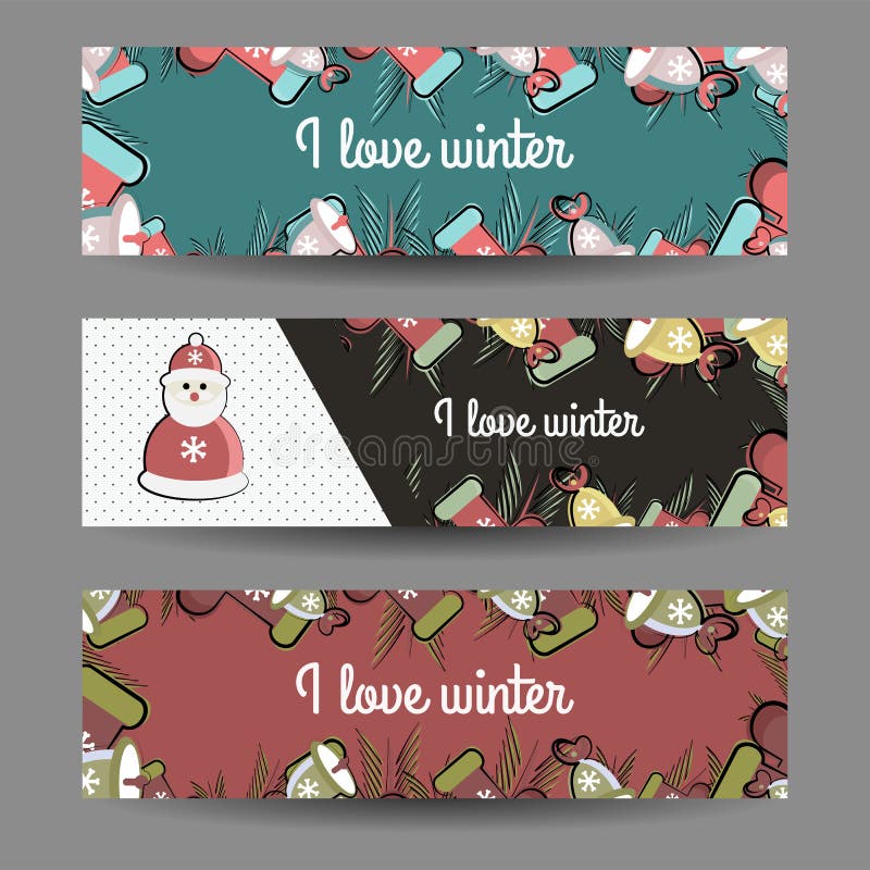 Set of Vector Banners on Winter Theme. Stock Image - Image of claus ...