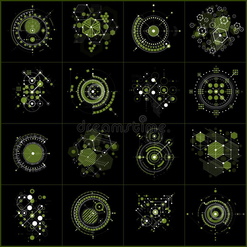 Set of Vector Bauhaus Abstract Backgrounds Made with Lines Grid Stock ...