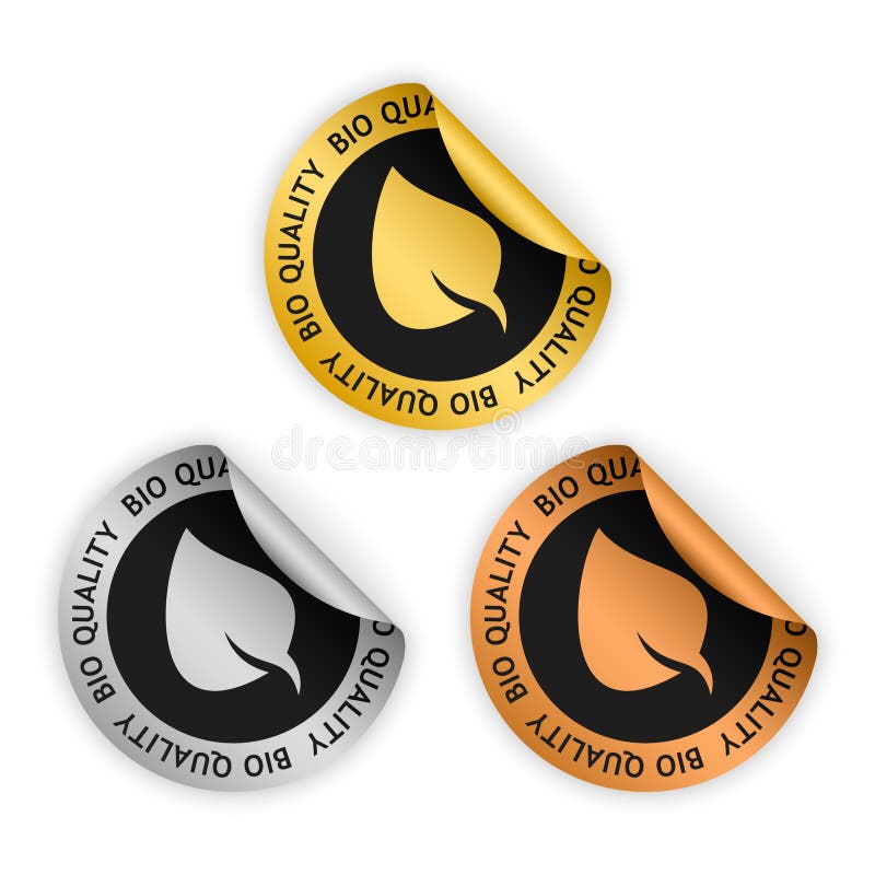 Set of Vector Bio Quality Bent Stickers Stock Vector - Illustration of ...