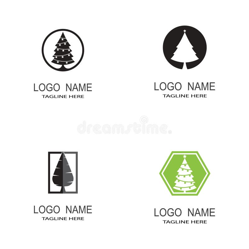 Set of Vector Black Christmas Tree Icon Stock Vector - Illustration of ...
