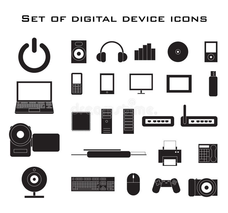 Electronic set stock vector. Illustration of pictogram - 113557209