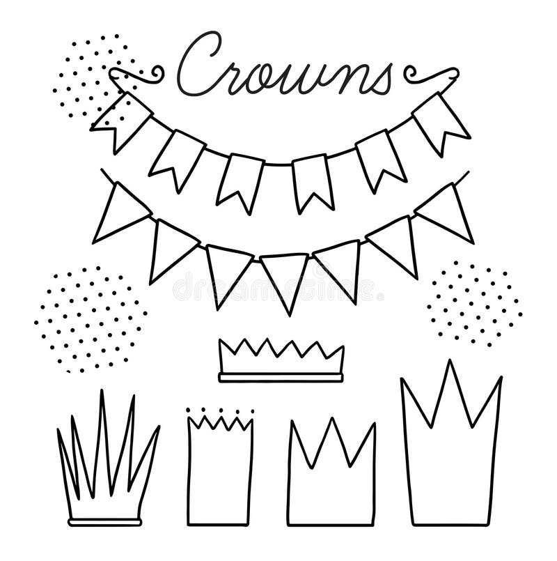 Set Of Vector Black And White Elements For Party And Birthday Stock