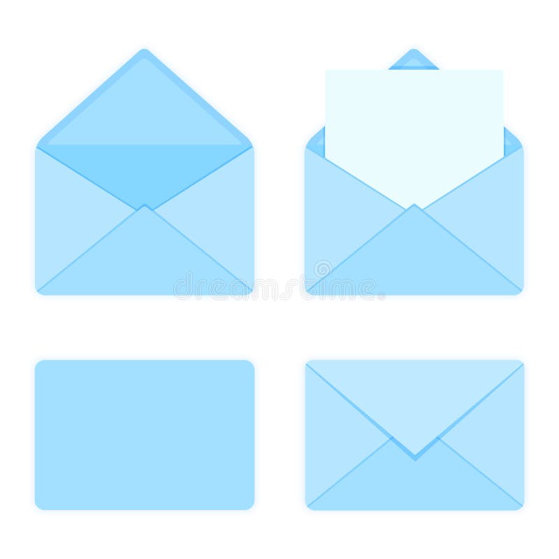 Set of Vector Blue Envelopes Stock Vector - Illustration of icon ...