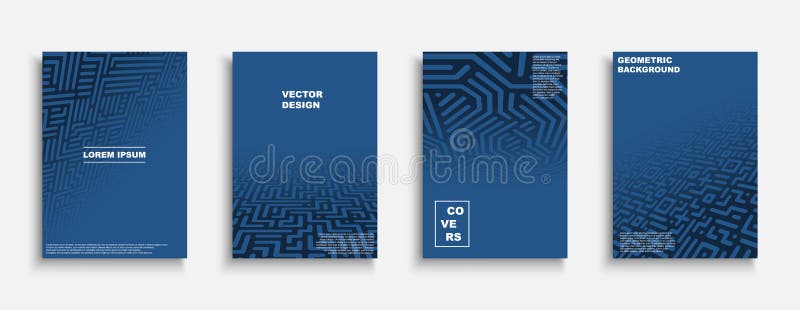 Set of Vector Blue Geometric Covers, Templates, Backgrounds, Placards ...