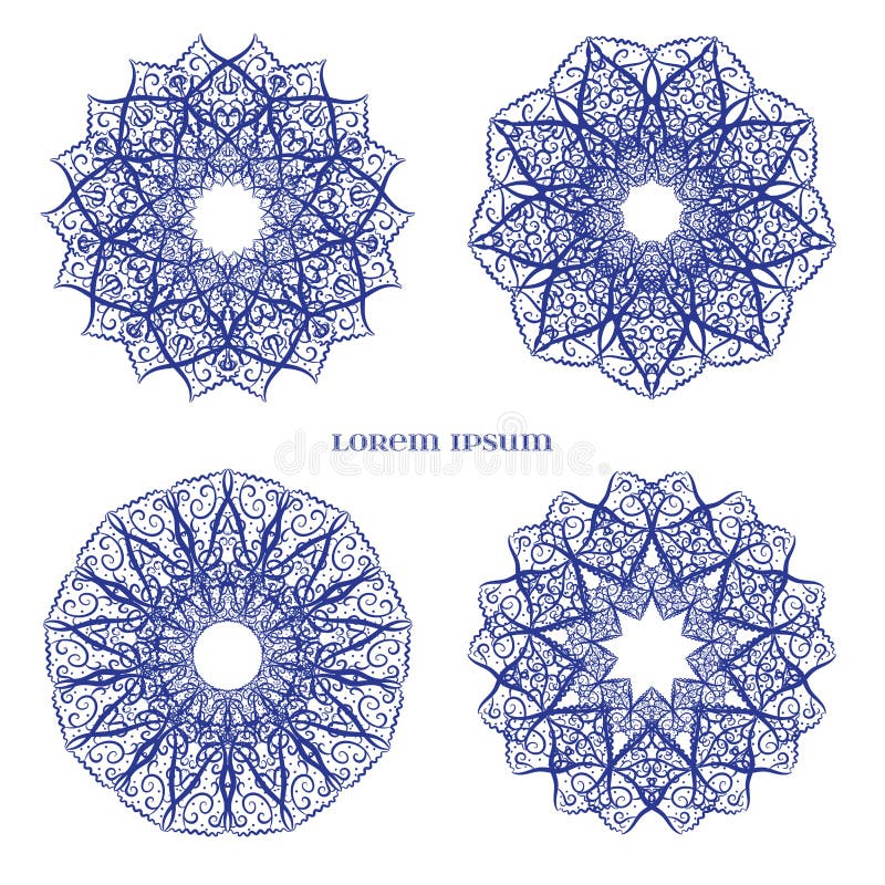 Set from Vector Blue Indian Curl Ornament. Stock Vector - Illustration ...