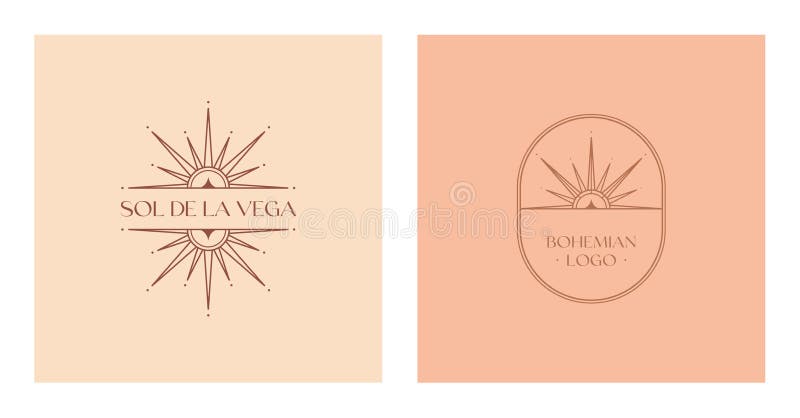 Set of Vector Bohemian Logo Design Templates with Star,sun and Sunburst ...