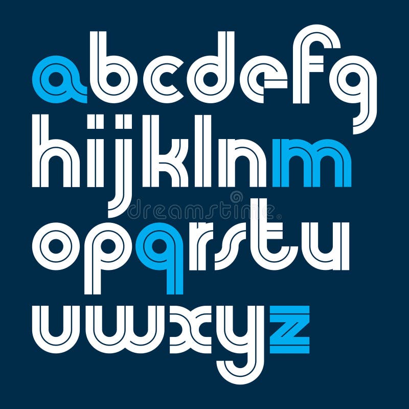 Set of Vector Bold Lower Case Alphabet Letters with White Lines, Best ...