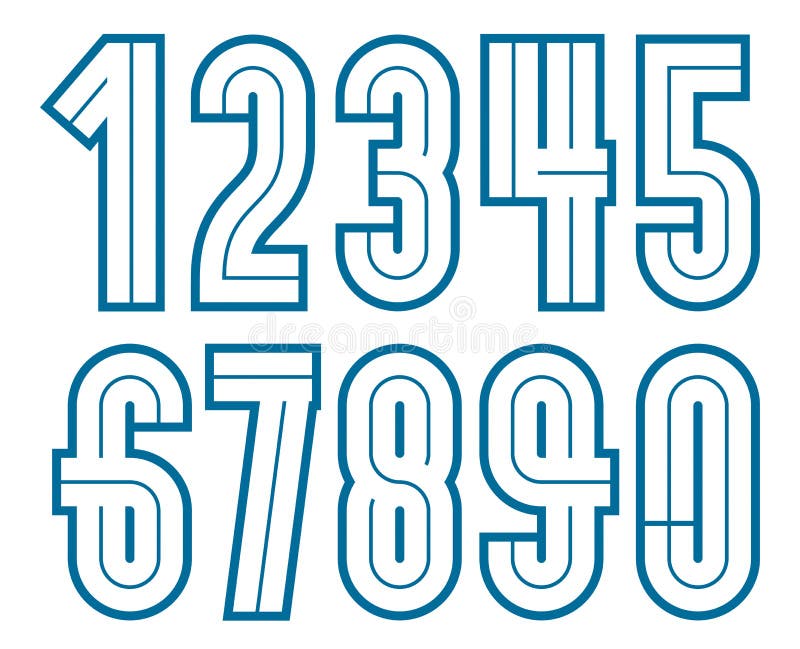 Set of Vector Bold Numbers Made with White Lines, Best for Use I Stock ...