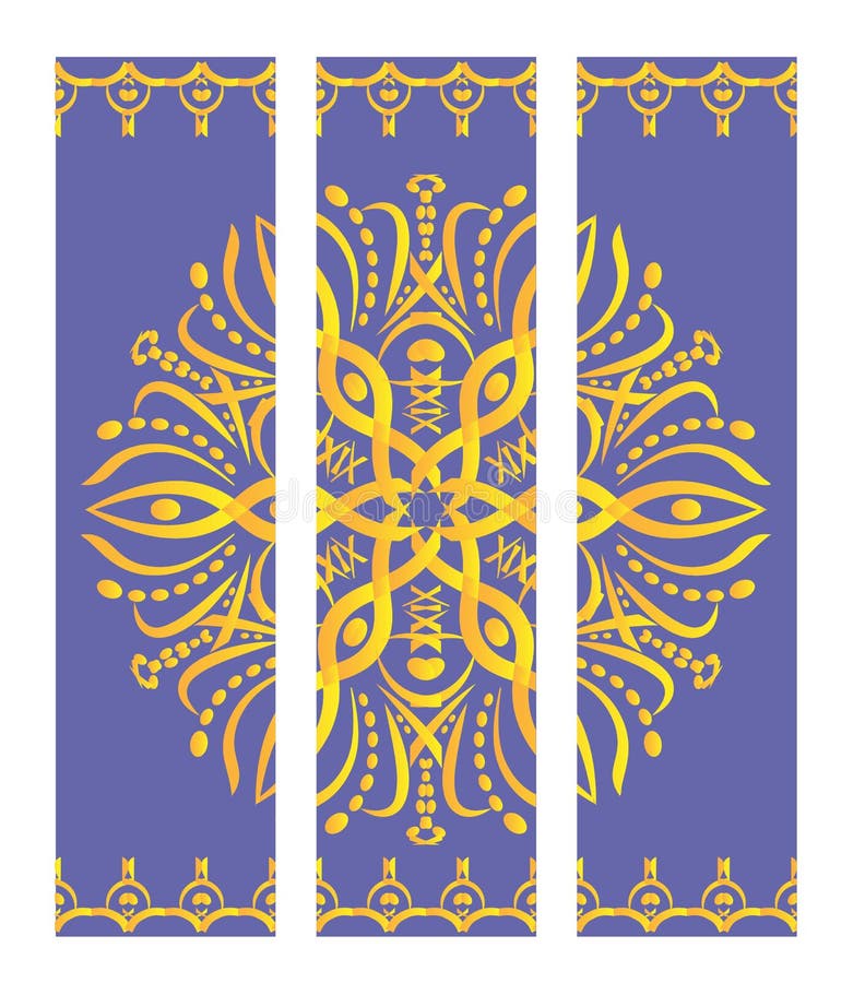 Set of Vector Bookmarks. Abstract Round Mandala on Background in Trendy ...