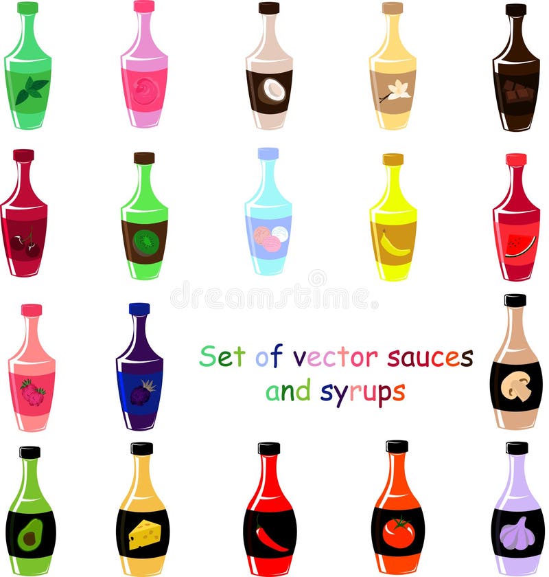Syrup Bottle Menu Restaurant Cartoon Food Cute Stock Vector ...
