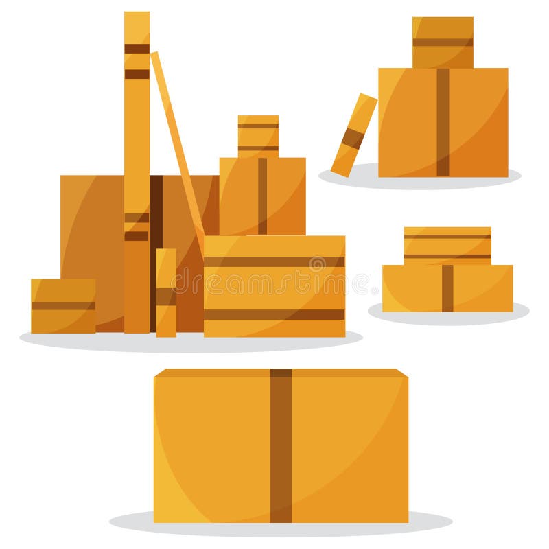 Set of vector boxes stock vector. Illustration of storage - 239953595
