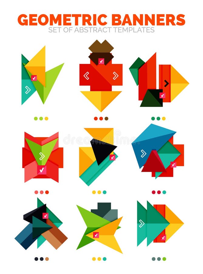 Set of Vector Bright Colorful Empty Geometric Banner Info Boxes Stock ...