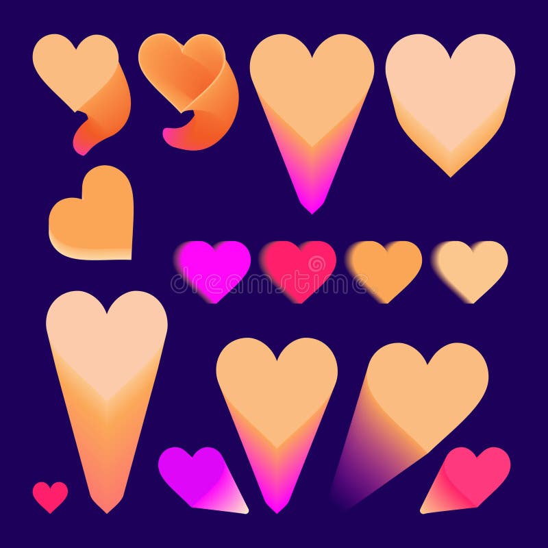 Set of Vector Bright Linear Hearts with Perspective and Motion Effect ...