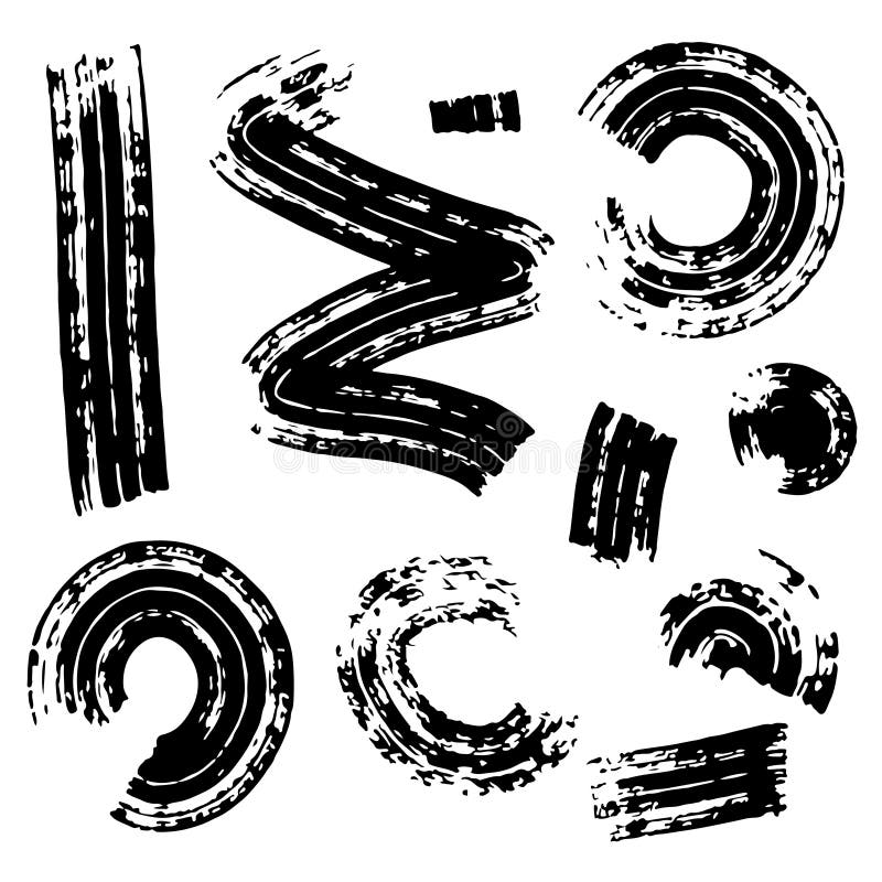 Set of Vector Brushes, Black and White Line Zigzag Circle Semicircle ...