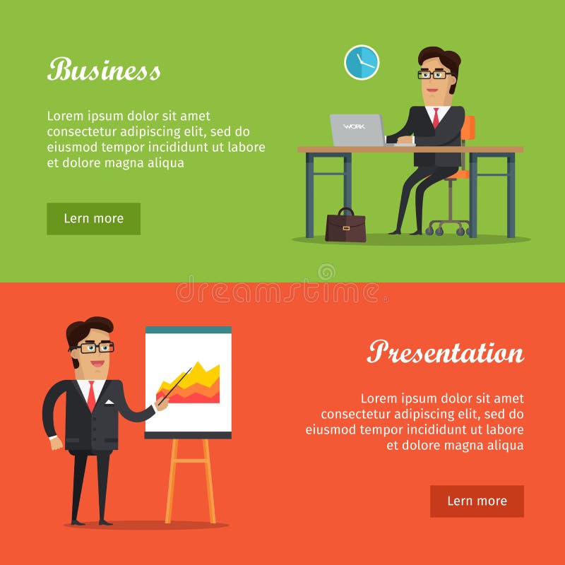 Set of Vector Business Web Banners in Flat Design Stock Vector ...