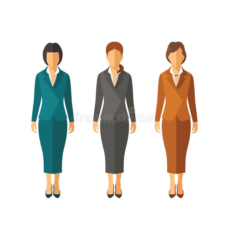 Set of Vector Businesswomen in Suits in Flat Style Stock Vector ...