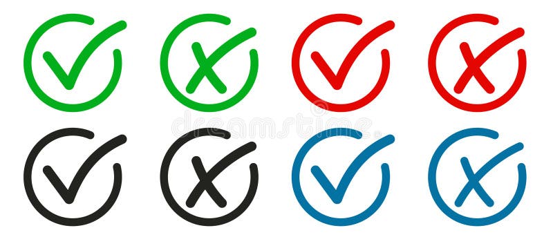 Set of Vector Buttons with Checkmark and Cross Icon. Stock Vector ...