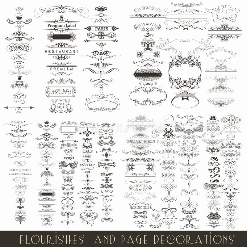 Set of Vector Calligraphic Elements and Page Decorations Stock Vector - Illustration of ...