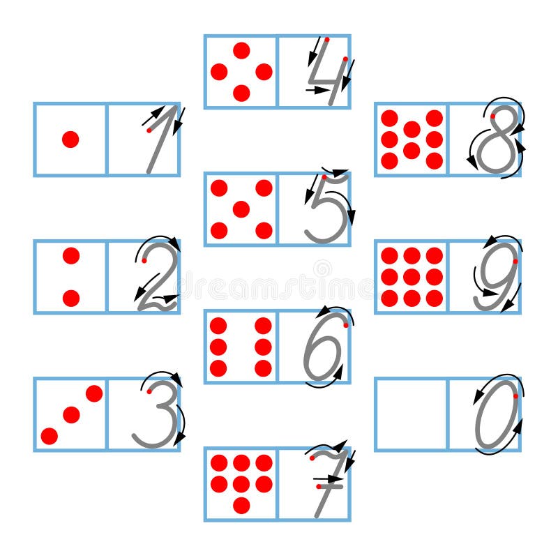 Set of Vector Calligraphic Numbers with Dots. How To Write Numbers ...