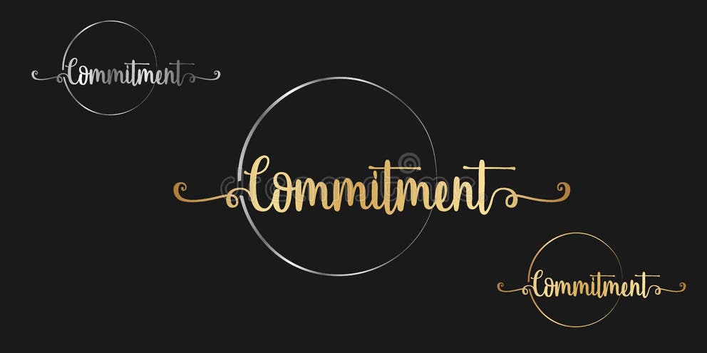 Set of Vector Calligraphy Phrase Commitment Text Isolated Circle in ...