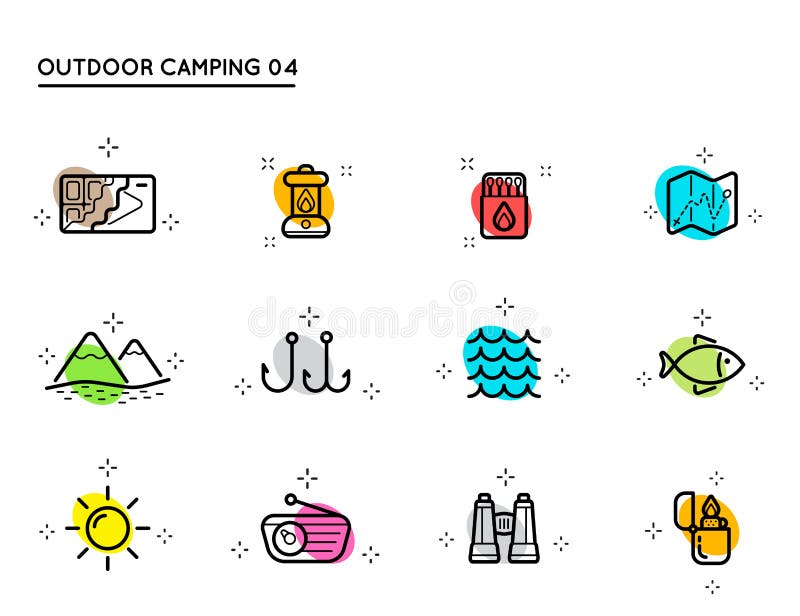 Set of Vector Camping and Outdoor Activity Icons. Wilderness Vector ...