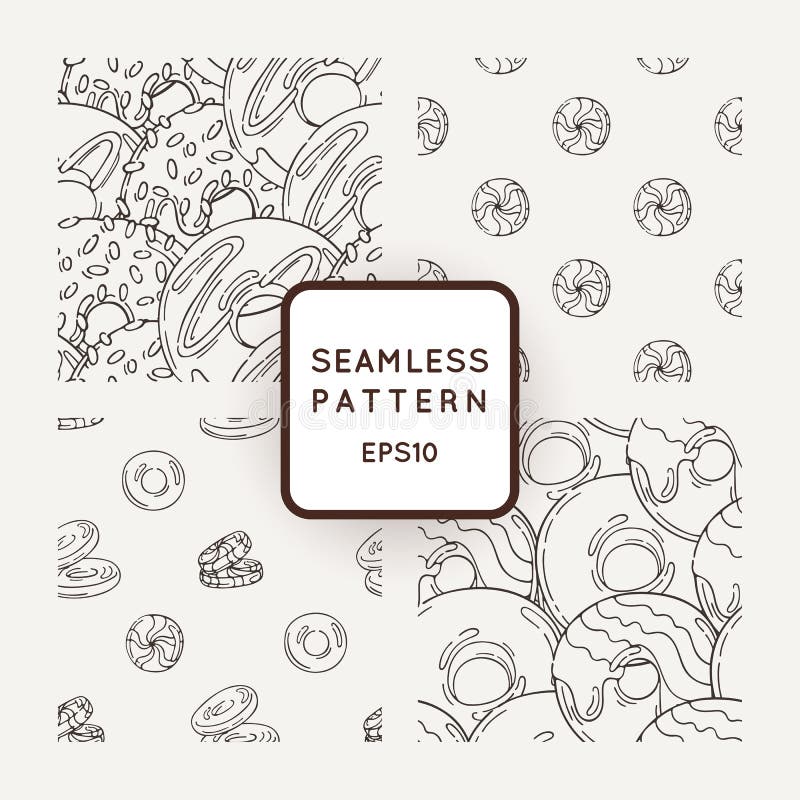Set of Vector Candy, Bows and Muffins Seamless Patterns. Sweet Party ...