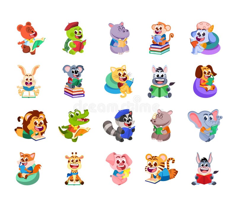 Set Vector Cartoon Animals Character Isolated Illustration Stock Vector ...