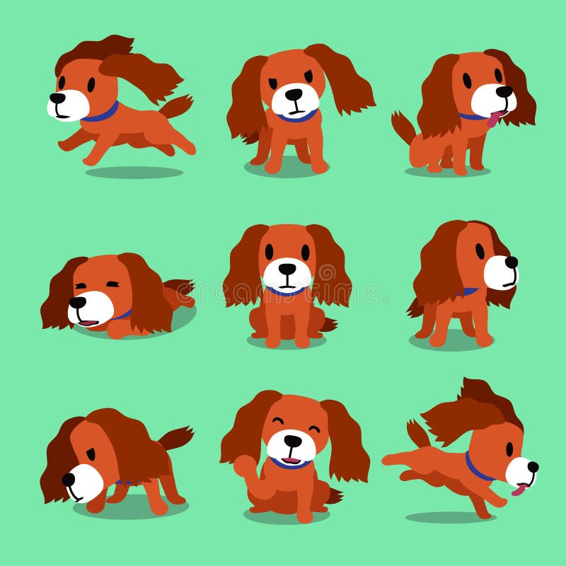 Set of Vector Cartoon Character Dog Poses Stock Vector - Illustration ...